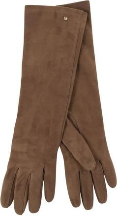 Max Mara Handschuhe - Afideesuede - Long Suede Nappa Gloves - Gr. 7 - in Braun - f&uuml;r Damen