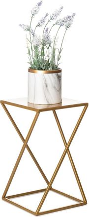 HowHomely Blumenst&auml;nder Metall Golden 40 cm Hoch - Solider und Robuster Blumenhocker Metall - Pflanzenst&auml;nder mit Geometrischem Design f&uuml;r die Dekoration in Woh