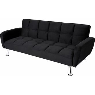 Hhg Sofa 552, Couch Schlafsofa G&auml;stebett Bettsofa Klappsofa, Nosagfederung Schlaffunktion 203cm Samt schwarz