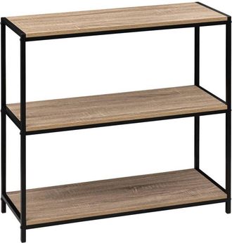 5five Simply Smart 5Five Simply Smart - Console 3 niveaux effet ch&ecirc;ne naturel et m&eacute;tal noir H 80 cm - Meuble &agrave; assembler - Pour salon, bureau ou chambre &agrave; coucher