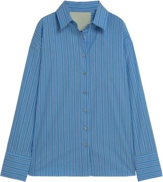 A Paper Kid Femme, Blouses et Chemises, Bleu, Taille: 36 FR Chemise Ray&eacute;e en Coton