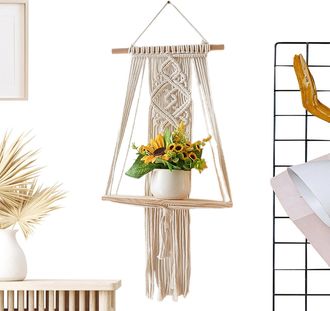 Generic Pflanzenregal - Handgemachtes geflochtenes Baumwollseil-Wandregal, Makramee-Boho-, volle Anwendung, Wand-Organizer f&uuml;r rustikale Dekorationen