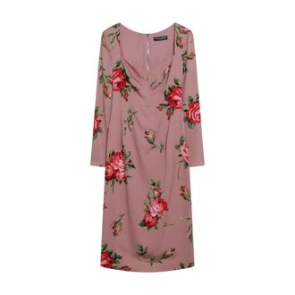 Dolce & Gabbana Femme, Robes, Multicolore, Taille: 36 FR Robe fourreau &agrave; imprim&eacute; bouquet de roses