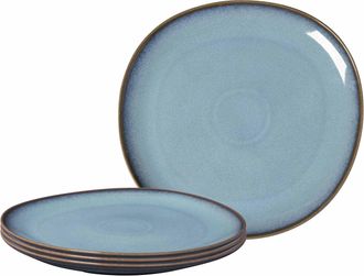 like. by Villeroy & Boch Villeroy & Boch like. by Lave Glacé Servierplatten 4er Set, 32 cm, Runder Servierteller mit einzigartiger Glasur, Skandinavisches Design, Steingut, Tü