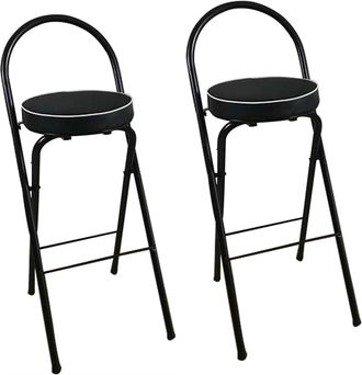 Generic Klapphocker mit Fu&szlig;st&uuml;tze, Rund, Gepolstert, Tragbar, Faltbar, Barhocker, Hochstuhl f&uuml;r die Fr&uuml;hst&uuml;ckstheke in der K&uuml;che(Black,65cm/26in)