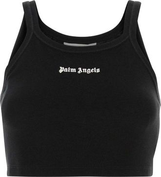 Palm Angels Femme, Tops, Noir, Taille: 40 FR D&eacute;bardeur Court C&ocirc;tel&eacute;