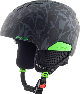 Alpina PIZI - Leichter, bruchfester & individuell anpassbarer Skihelm f&uuml;r Kinder, mit abnehmbaren Ohrenpolstern - Black-Green camo matt - M (51-55 cm)