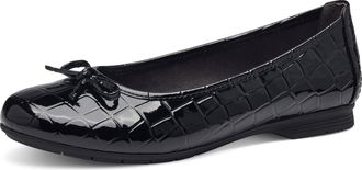 Jana Damen Ballerinas mit Schleife Vegan, Schwarz (Black Croco), 37 EU
