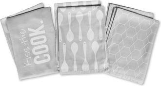 jilda-tex Geschirrtücher Küchentücher Spültücher 6er Pack 100% Baumwolle Verschiedene Designs (Kiss The Cook)