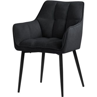 ML Design Esszimmerst&uuml;hle aus Frotteestoff, Schwarz, K&uuml;chenstuhl dickem gepolsterter Sitz & Metallbeinen, Wohnzimmerstuhl mit R&uuml;cken- und Armlehnen