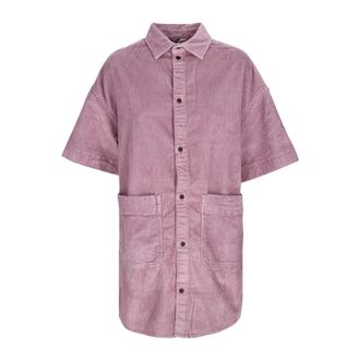 Element Samt Hemdkleid mit kurzen &Auml;rmeln - - Dresses - Damen - Rosa - S
