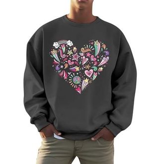 Generic 2026 Sweat-shirt d&eacute;contract&eacute; &agrave; col rond pour homme et femme Motif lettres imprim&eacute;es, gris fonc&eacute;, XXL