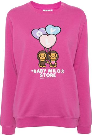 Bapy by A Bathing Ape Baby Milo Sweatshirt mit Rundhalsausschnitt - Rosa