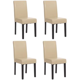 Mendler 4er-Set Esszimmerstuhl Stuhl K&uuml;chenstuhl Littau MVG-Zertifiziert - Kunstleder, Creme dunkle Beine