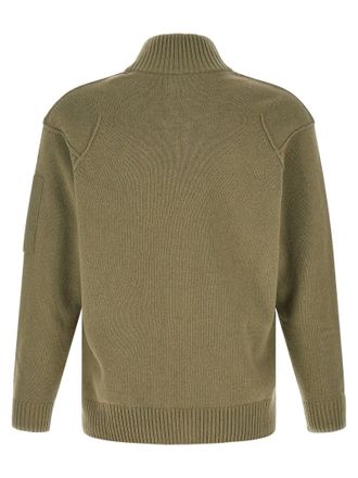 C.P. Company Lambswool with Lens Pocket Detail Cardigan - Olive