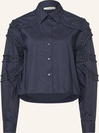 Sandro Sandro Hemdbluse Mit R&uuml;schen Und Schmucksteinen blau