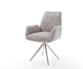 DELIFE Esszimmerstuhl Zoa-Flex Cord Silbergrau Kreuzgestell kantig Edelstahl Taschenfederkern, Esszimmerst&uuml;hle