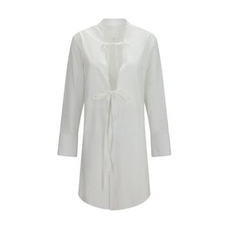 Maison Margiela Raw-Edge Cotton Shirt Dress - White