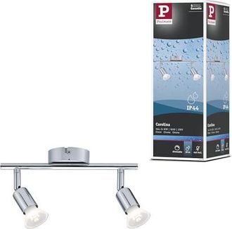 Paulmann 66748 Deckenstrahler Carolina IP44 GU10 230V max. 2x10W dimmbar Chrom zweiflammiges Spotlight