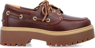 Timberland Leather Platform Boat Shoes - Gr. 6_5 - in Braun