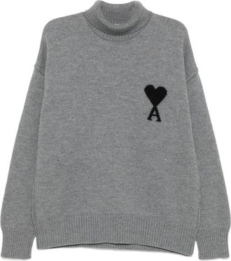 Ami Funnel Neck Sweater With Contrasted Ami de Coeur