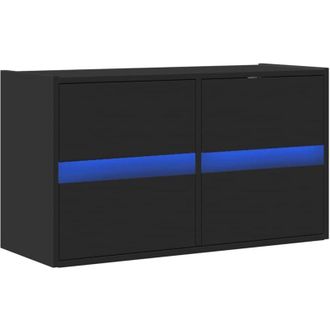 vidaXL Vidaxl - Meuble tv mural avec lumi&egrave;res led noir 80x31x45 cm