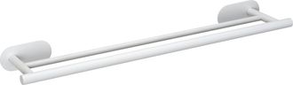WENKO Turbo-Loc Badetuchstange Mod. Duo Orea aus rostfreiem Edelstahl Weiß matt praktische Doppel Handtuchstange für Badezimmer Maße 60 cm 60 x 4,5 x 12 cm