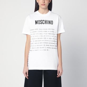 Moschino Wei&szlig;es T-Shirt aus Baumwolle mit Logo