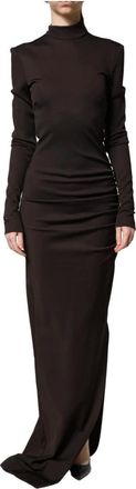 Dolce & Gabbana Femme, Robes, Brun, Taille: 42 FR Turtleneck Jersey Maxi Dress