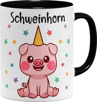 OM3 lustige Tasse mit Spruch - Schweinhorn Schwein Einhorn Unicorn Karneval & Fasching - Statement - Spruchtasse | Keramik Becher | 11oz 325ml | Beidseiti