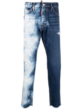 Dsquared2 jean droit &agrave; effet d&eacute;lav&eacute; - Bleu