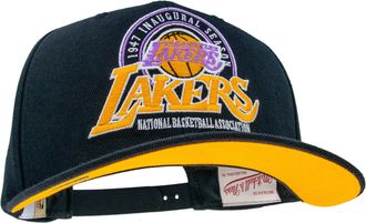 Mitchell & Ness NBA Inaugural Team Pro Crown Snapback Basecap - LOS Angeles Lakers, verstellbar, Herren, Frauen, Kinder, Unisex, Fr&uuml;hling, Sommer, Herbst, Winter