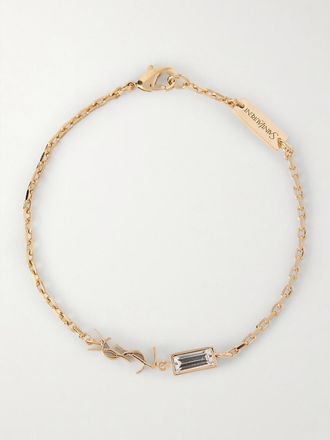 Saint Laurent Goldfarbenes Armband Mit Kristall