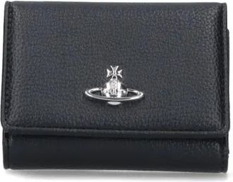 Vivienne Westwood Portemonnaie - Textured Black Tri-Fold Wallet - Gr. unisize - in Schwarz - f&uuml;r Damen