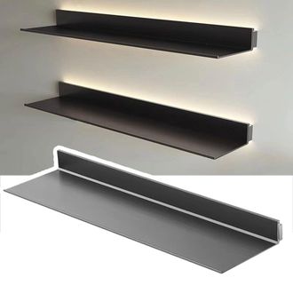 Generic Schweberegal aus Metall zur Wandmontage, Integriertes LED-beleuchtetes Regal mit Metallhalterungen Breites Wandregal for Wohnzimmer, Badezimmer, Schla