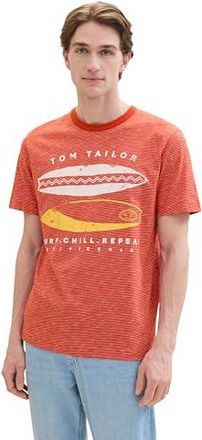 Tom Tailor 1041784 T-Shirt, 35600-Marocco Orange Fine Stripe, XL Homme