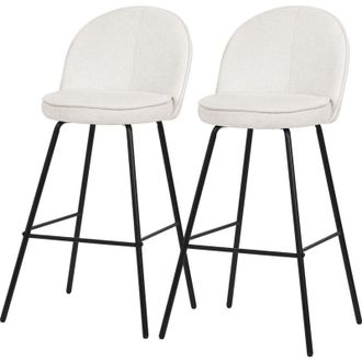 ML Design ML-Design Barhocker 2er Set Beige mit Stoffbezug, 75 cm hoch, Gepolsterte Barst&uuml;hle mit Stahlgestell, K&uuml;chenst&uuml;hle mit R&uuml;ckenlehne und Fu&szlig;st&uuml;tze