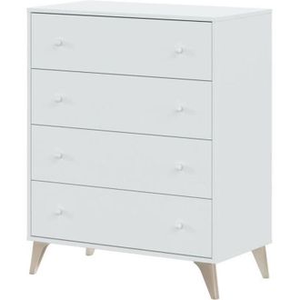 PEGANE Pegane - Commode avec 4 tiroirs coloris blanc artic - Hauteur 95 x Longueur 77,5 x Profondeur 40 cm