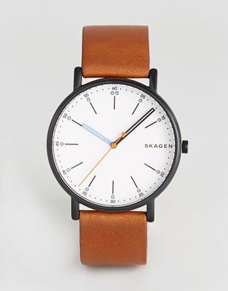Skagen SKW6374 Signatur - Lederarmbanduhr in Braun