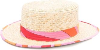 Pucci unisex, Accessoires, Multicolore, Taille: L Chapeau de paille avec bande multicolore