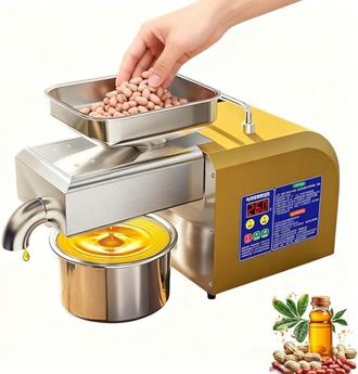 Generic Presse &Agrave; Huile 1100W, Double Pressage &Agrave; Froid Et &Agrave; Chaud Extracteur DHuile En Acier Inoxydable Avec Panneau De Commande Intelligent Pour Noix, Amandes