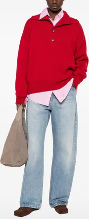 Ami Ribbed Knit Sweater - Red