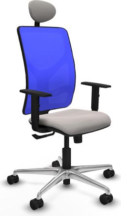 Piqueras y Crespo Computerstuhl mit Rollen, 1D-Armlehnen, h&ouml;henverstellbare Lendenwirbelst&uuml;tze und festes Kopfteil, ausgestattet mit 3 Positionen, Blau/Wei&szlig;