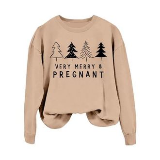 Generic 2026 Nouveaux sweats de No&euml;l pour femmes tr&egrave;s joyeux enceintes chemises graphiques de No&euml;l mignonnes mamans pulls de No&euml;l, kaki, XXL