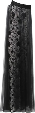 Gemy Maalouf Besticktes Maxikleid mit T&uuml;ll-Overlay - Schwarz