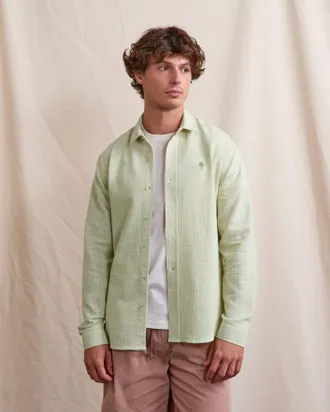 Faguo Chemise &eacute;cru et vert clair