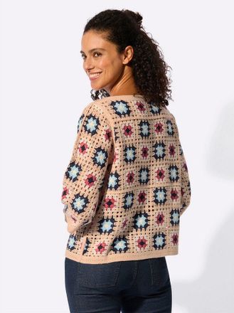 Witt Strickpullover Pullover 3/4-Arm Mustermix gestrickt, H&auml;keloptik