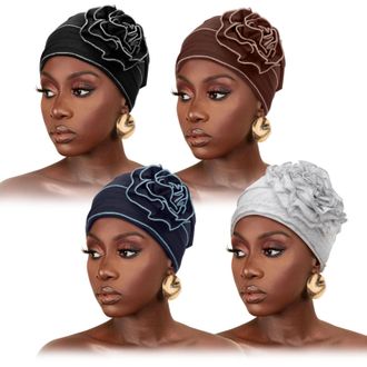 Dreshow Damen Chemo M&uuml;tze, Weiche Krebs Kopfbedeckung, Elastische Krebs M&uuml;tzen mit Blumen f&uuml;r Damen mit Haarausfall