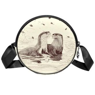 Generic Sac &agrave; bandouli&egrave;re rond rond pour femme, petit sac &agrave; bandouli&egrave;re avec fermeture &eacute;clair et bretelles r&eacute;glables