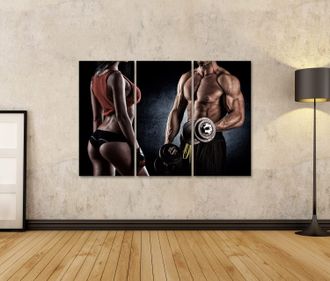 Islandburner Bild auf Leinwand Gym Muskulöser junger Mann Heben von Gewichten Schöne sportliche Männer Halten Hantel Wandbild Poster Kunstdruck Bilder